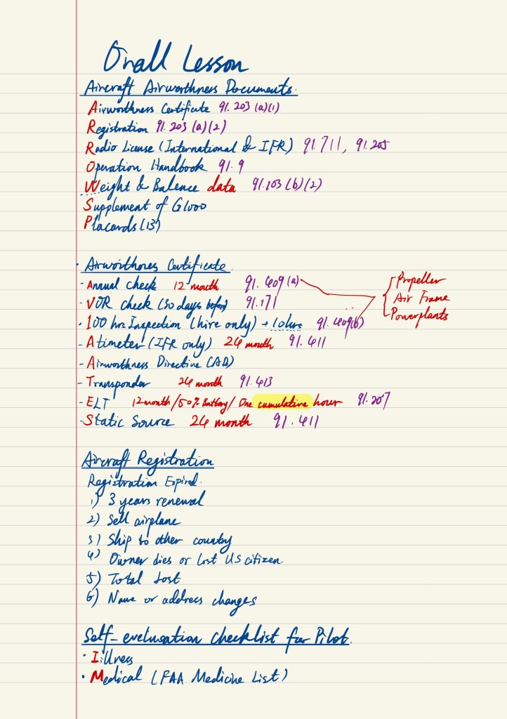 Study Note for PEA-PPL Stage 1 – Solar Flyer – 迎辉航空